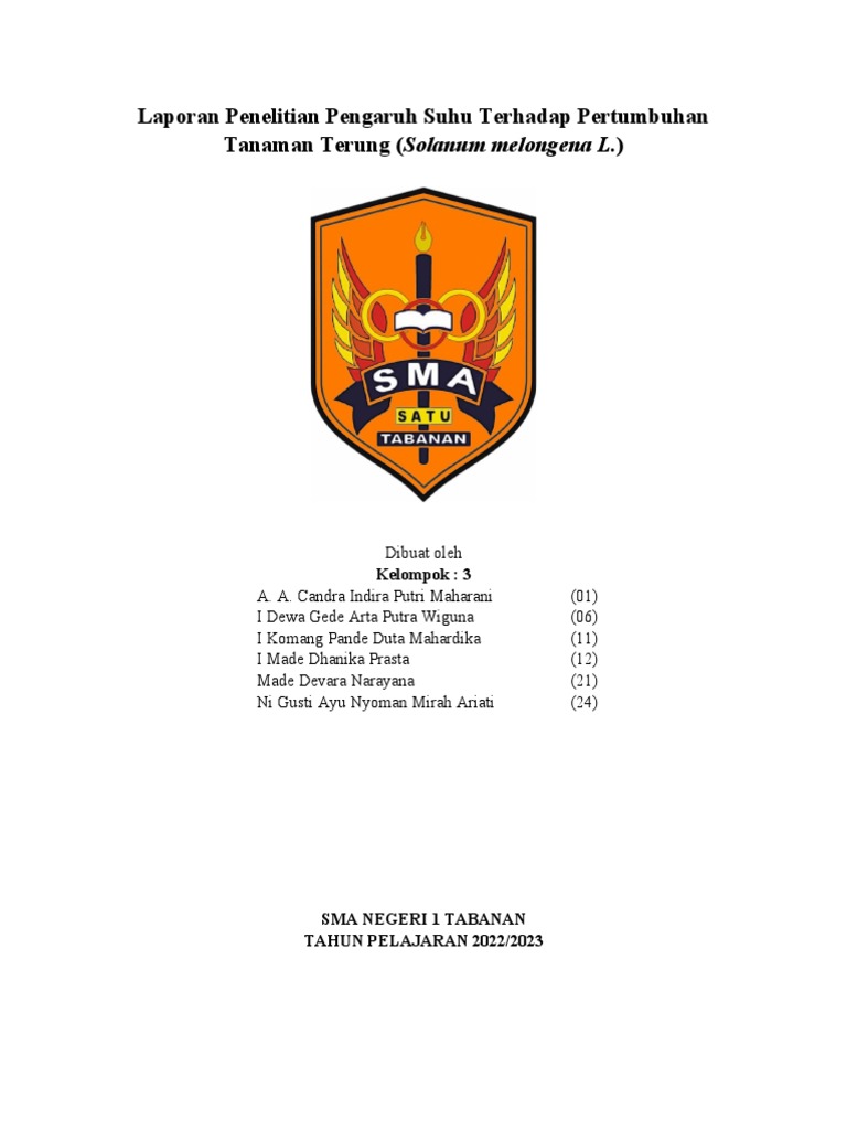 Laporan Penelitian Pengaruh Suhu Terhadap Pertumbuhan Tanaman Terong ... Laporan Penelitian Pengaruh Suhu Terhadap Pertumbuhan Tanaman Terong ...