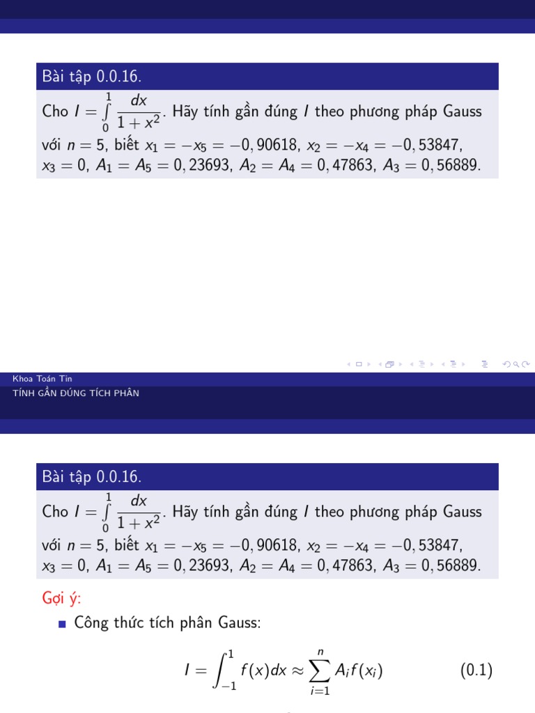 Bai Giang Bai Tap Tich Phan Gauss | PDF
