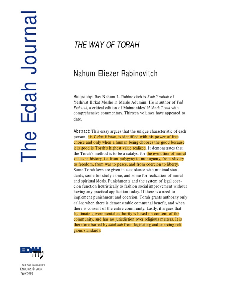 The Way of Torah, Rav Nachum Rabinovitch | PDF | Mitzvah | Maimonides