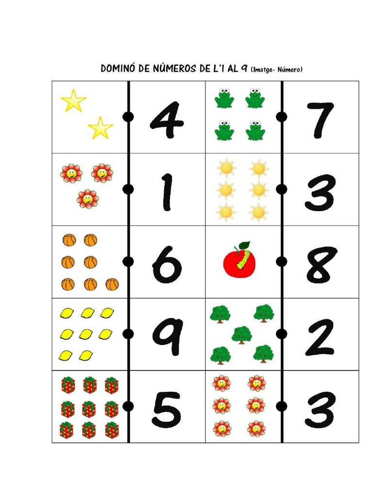 Dominó de Números hasta el 9 | PDF