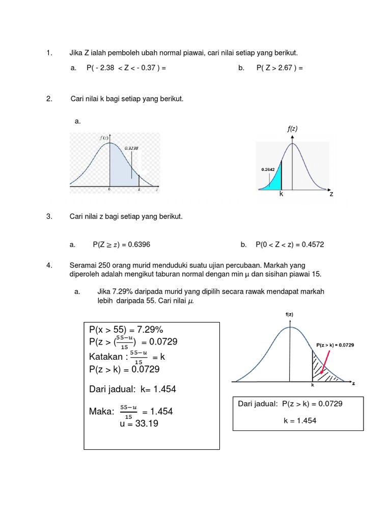 Latihan Taburan Normal Piawai | PDF