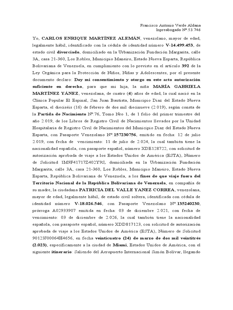 Autorización Viaje Al Exterior (Fva 13-02-2023) | PDF | Venezuela ... Autorización Viaje Al Exterior (Fva 13-02-2023) | PDF | Venezuela ...