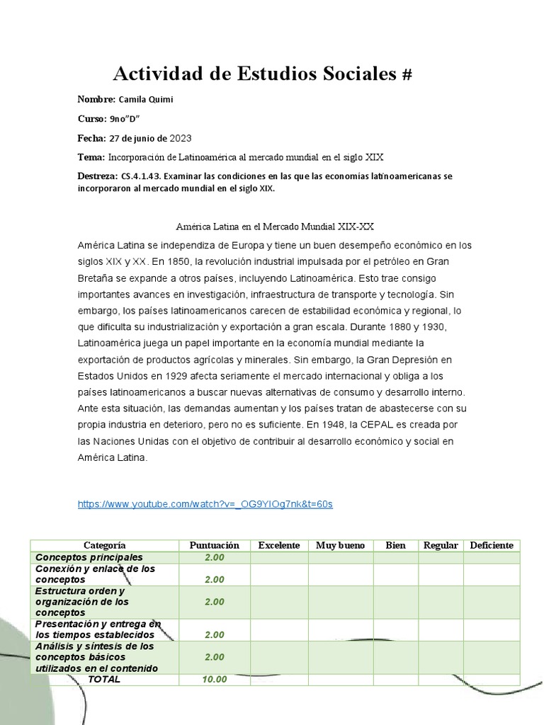 Actividad de Estudios Sociales | PDF