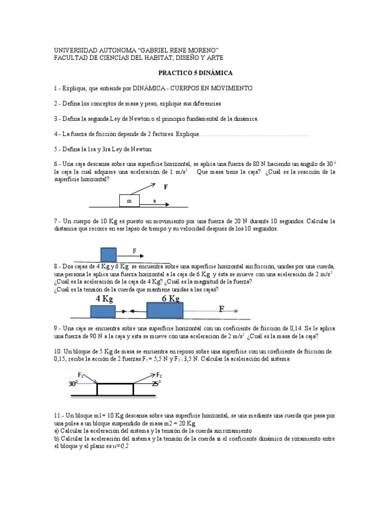 Dinámica: Leyes de Newton y Ejercicios | PDF | Fricción | Fuerza