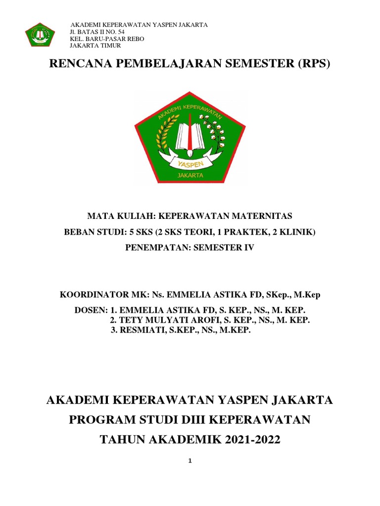 Rps Kep. Maternitas 2021-2022 | PDF | Pengembangan Diri