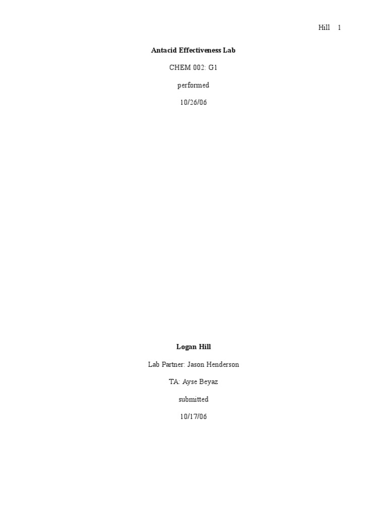 Antacid Effectiveness Lab | PDF | Titration | Chemistry