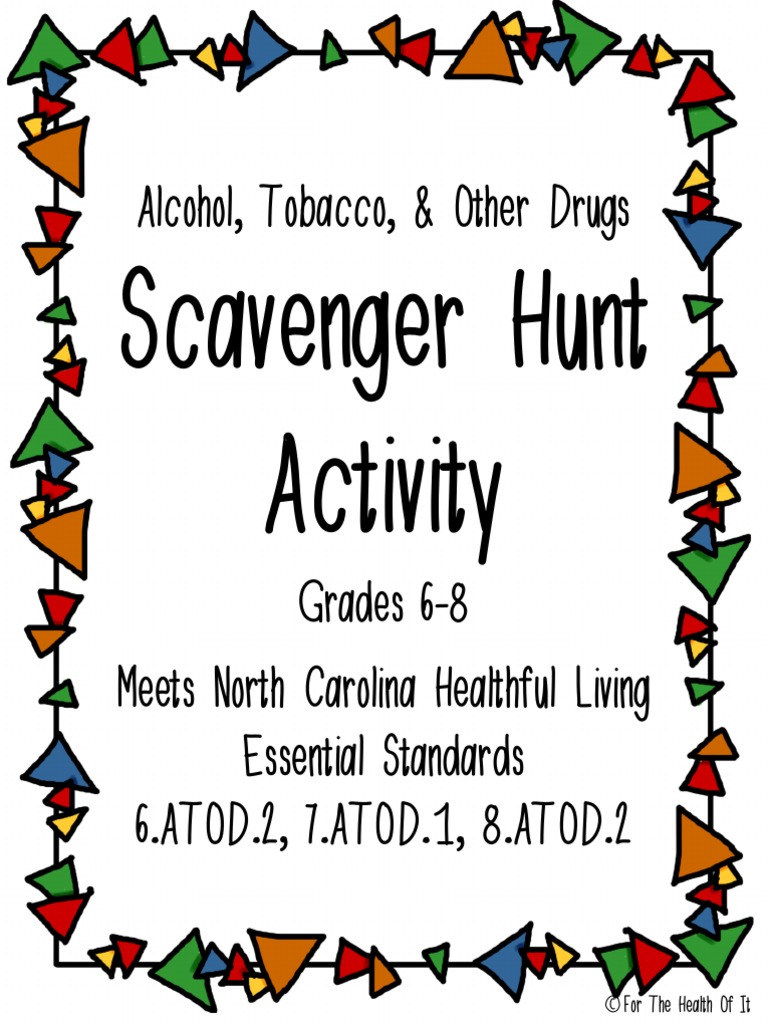 Alcohol, Tobacco, & Other Drugs: Scavenger Hunt Activity | Download ...