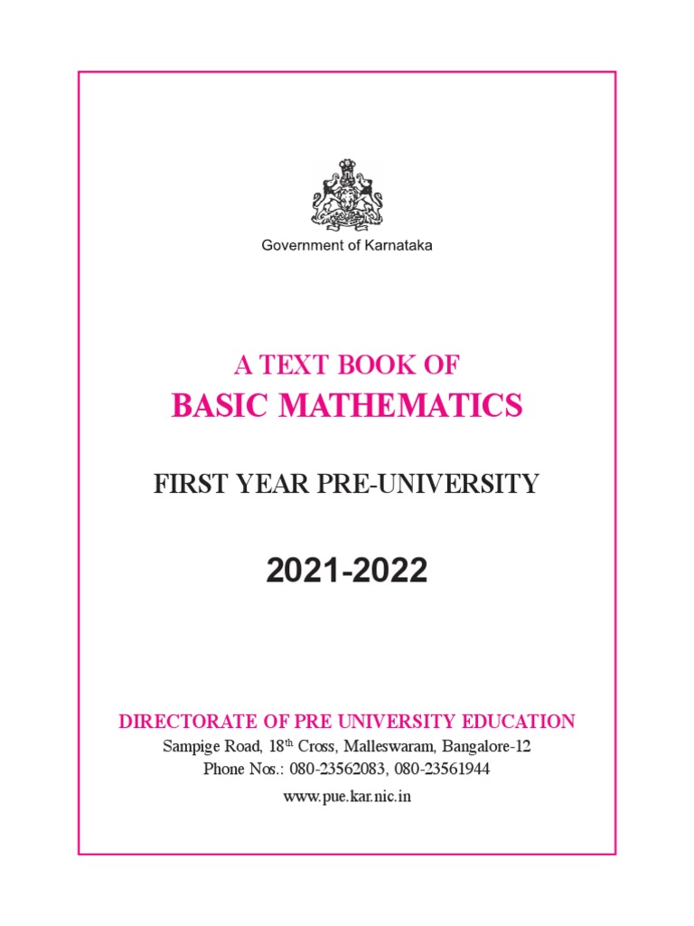 1st PUC Basic Mathematics Textbook | PDF | Career & Growth