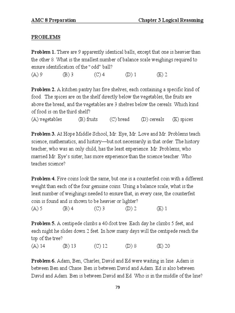 AMC8-V1-Chapter 3 Logical Reasoning | PDF | Mathematics