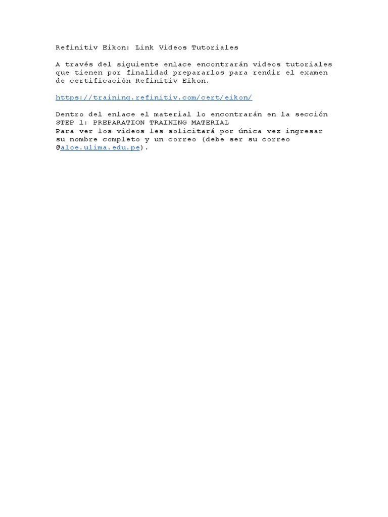 Refinitiv Eikon - Link Videos Tutoriales | PDF