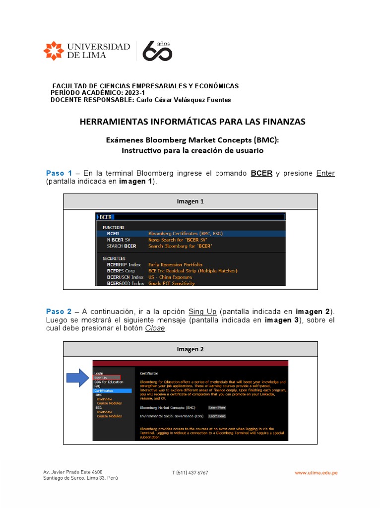 2023-1 HIF 950 - Instrucciones Creacion Usuario BCER | PDF ...