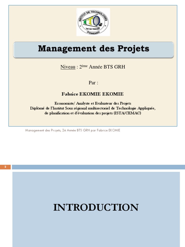 Cours de Management Des Projets 2°a BTS GRH (Ito) | PDF | Gestion de projet | Partie prenante