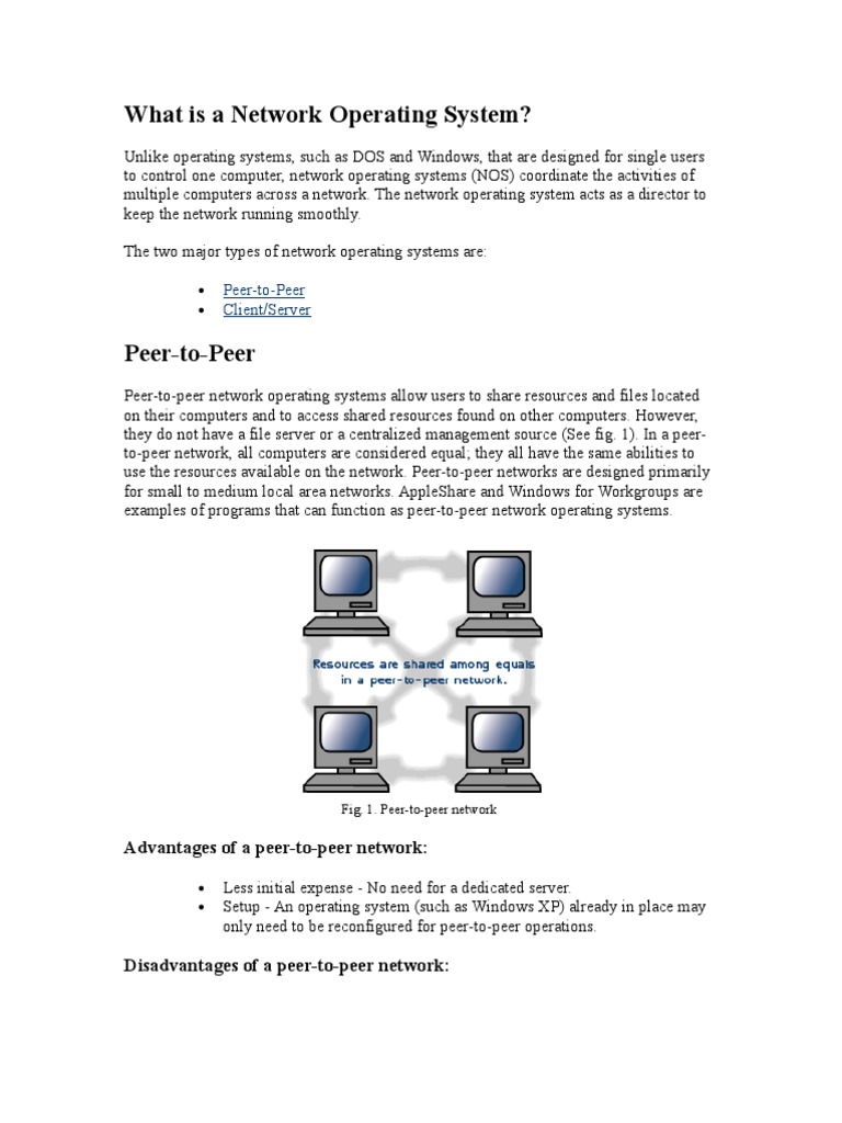 What Is A Network Operating System | PDF | Peer To Peer | Computer Network