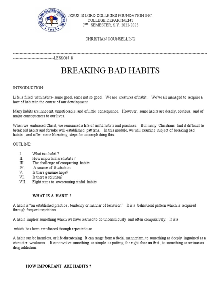 # 8 Breaking Badhabits | PDF | Habits | Sin
