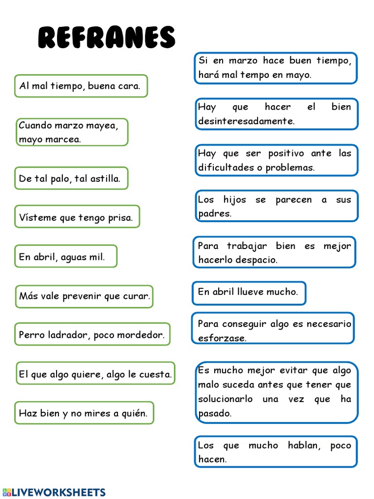 Refranes Españoles y sus Significados | PDF