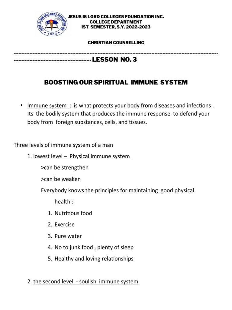 #3 BOOSTING OUR SPIRITUAL IMMUNITY | PDF | Prayer | Immune System