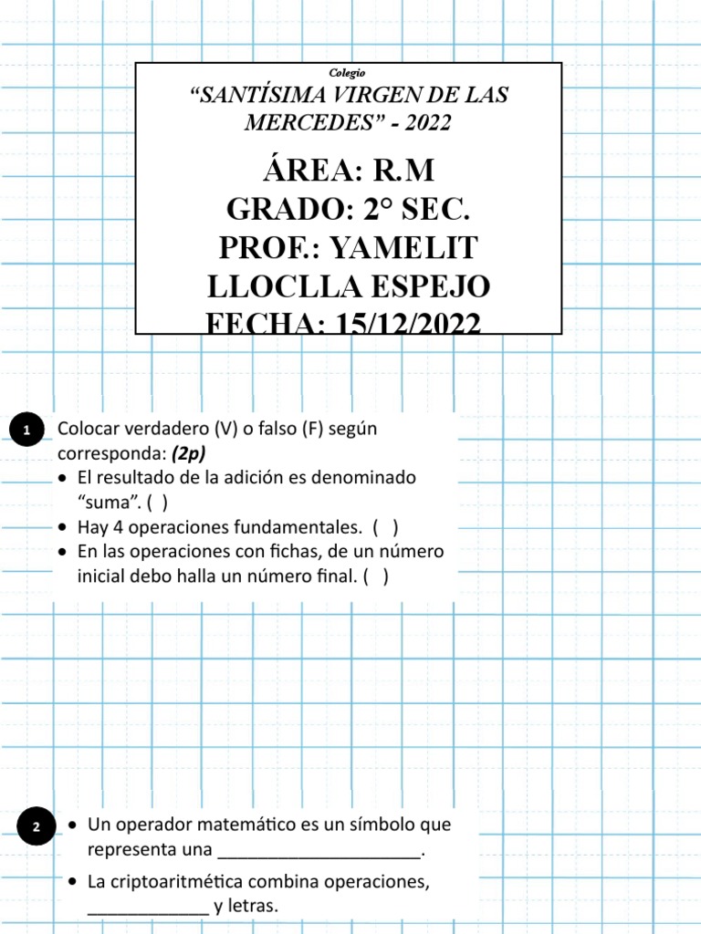Repaso Bimestral RM 2 °sec | PDF