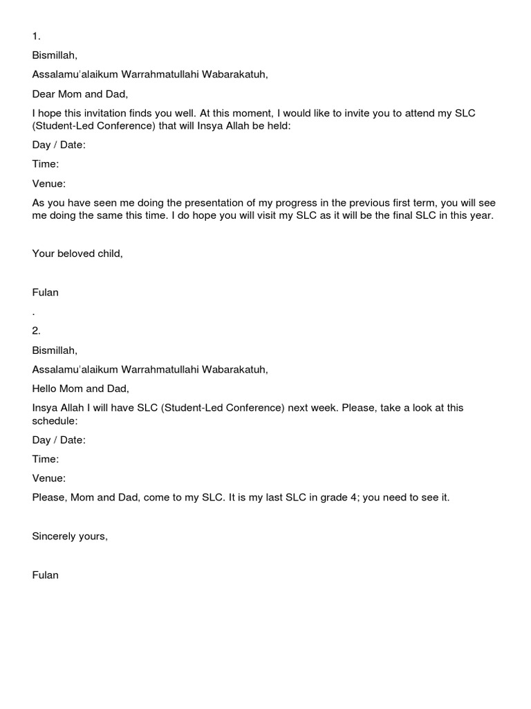 Draft SLC Invitation Letter | PDF | Career & Growth | Language Arts ...