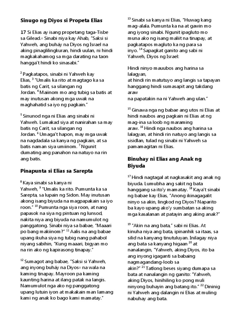 Sinugo ng Diyos si Propeta Elias | PDF