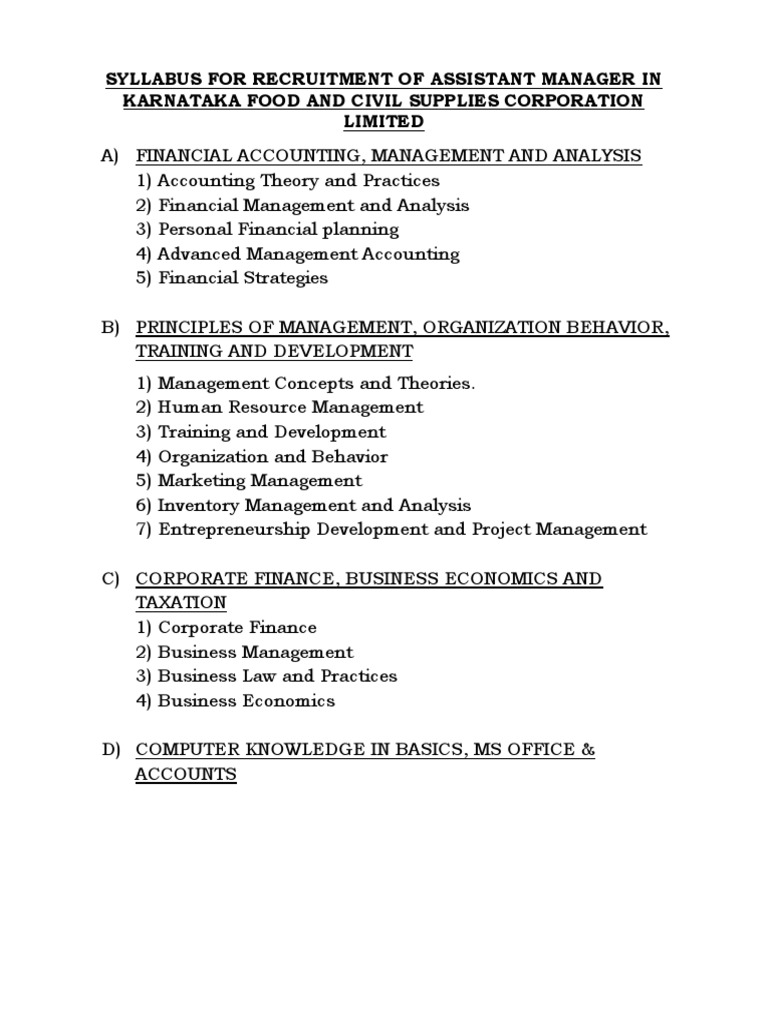 Recruitment Syllabus: KFCSC Roles | PDF | Pesticide | Accounting