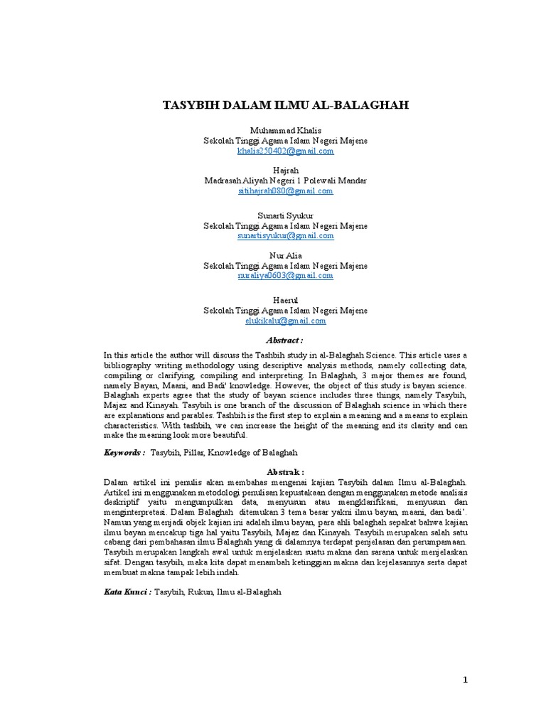 Tasybih dalam Ilmu Balaghah | PDF