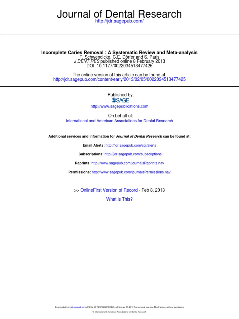 Incomplete Caries Remova Asystematic Review and Meta Analysis | PDF ...
