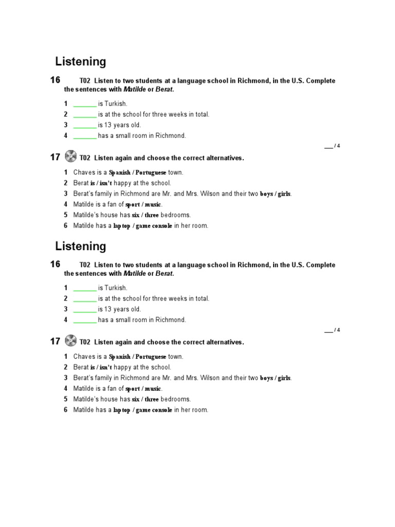 Language School Listening Exercise | PDF