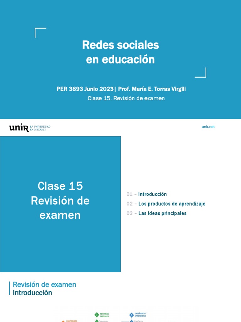 Redes Sociales en Educación Clase 15 Revisión de Examen Torras 2023 - 12391075480 | PDF ...