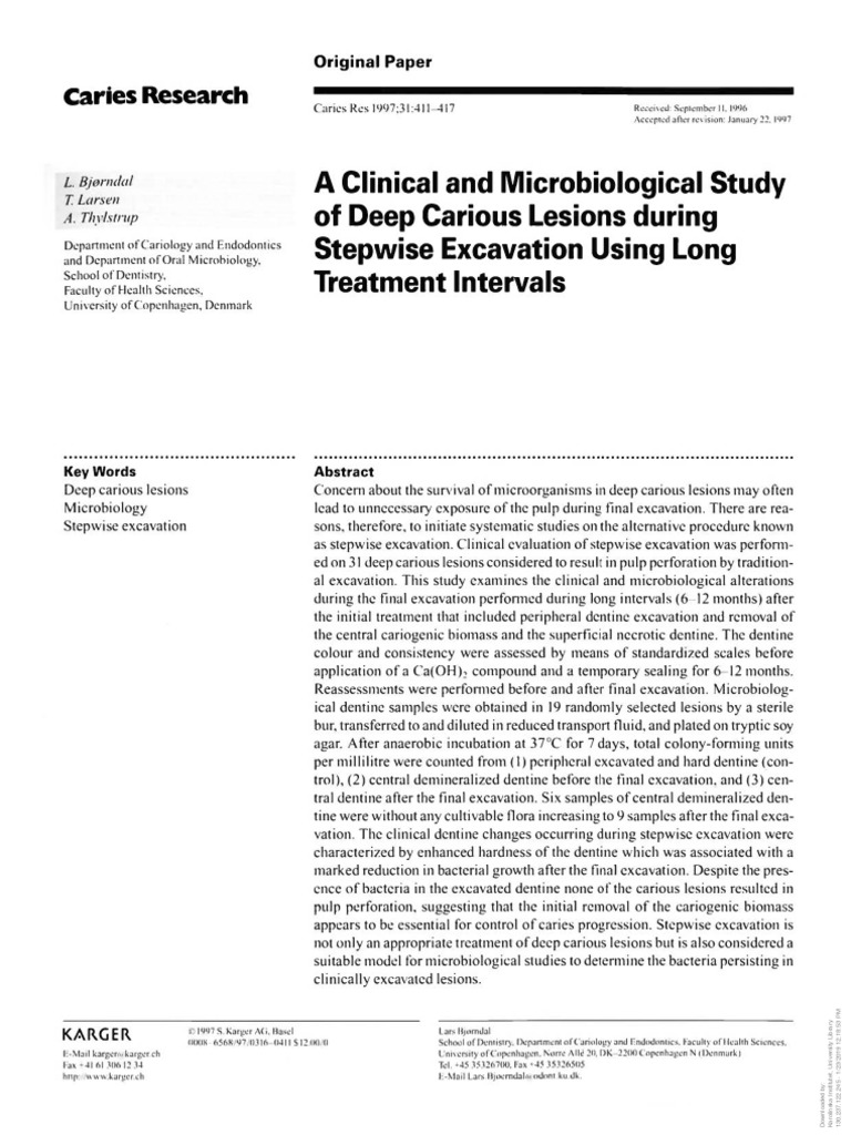 Stepwise Excavation in Deep Caries | PDF | Dentin | Colony Forming Unit