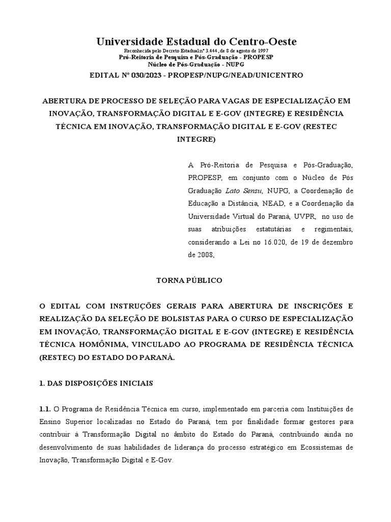 Modelo de Retificação de Edital | PDF | Pós-graduação | Formação ...