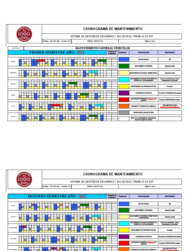 Cronograma de Mantenimientos | PDF