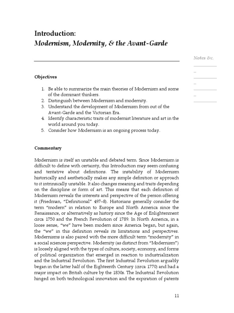 Study Guide-Introduction Modernism, Modernity, & The Avant-Garde | PDF ...
