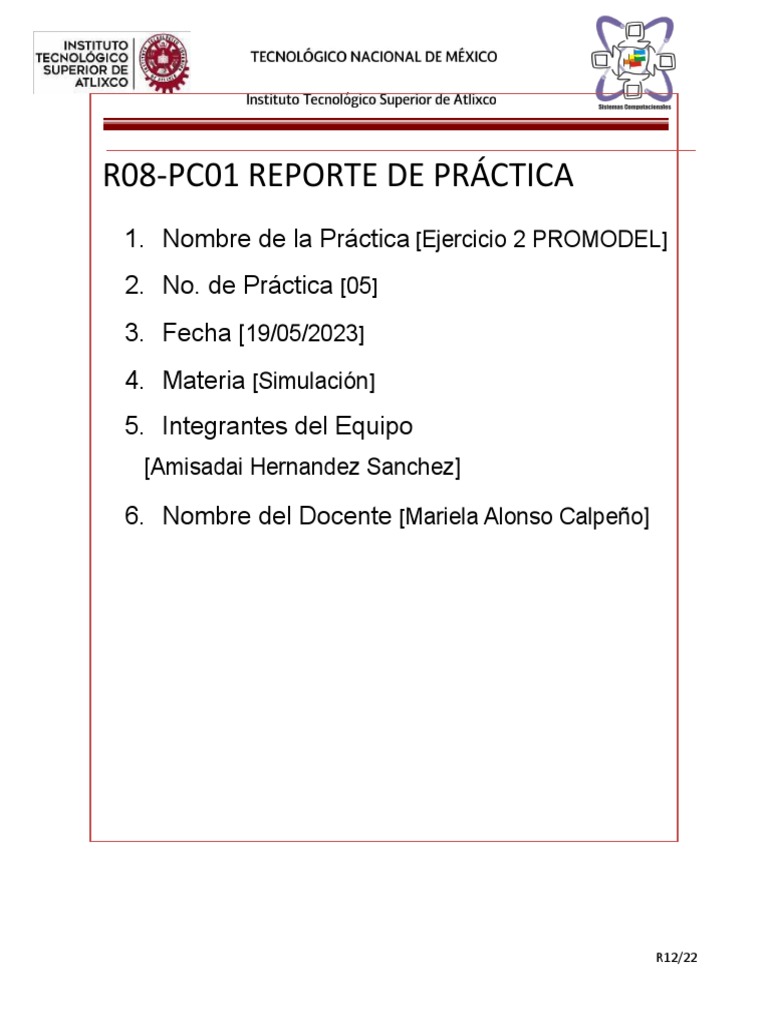 4.4 Reporte de Práctica 2 Promodel - Hernandez Sanchez Amisadai PDF | PDF | Informática