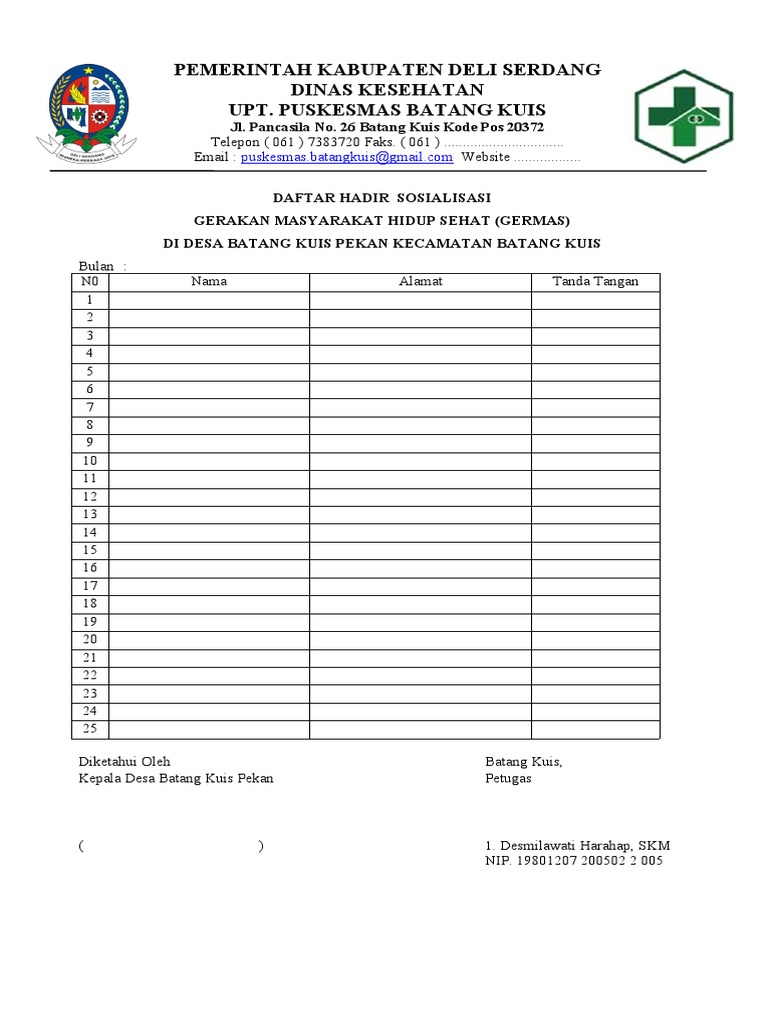 Daftar Hadir Sosialisasi | PDF