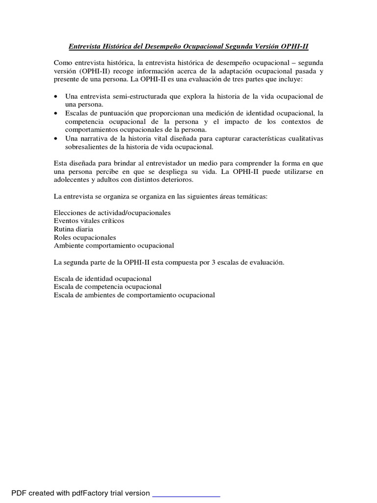 OPHI-II Segunda Versión, AMPS, ACIS (Explicación) | PDF | Depresión ...