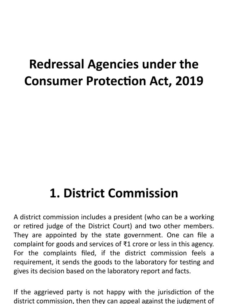 Redressal Agencies Under The Consumer Protection Act | PDF