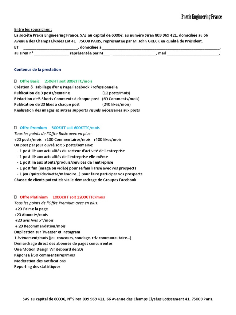 Devis et contrat Community Management | PDF | Affaires