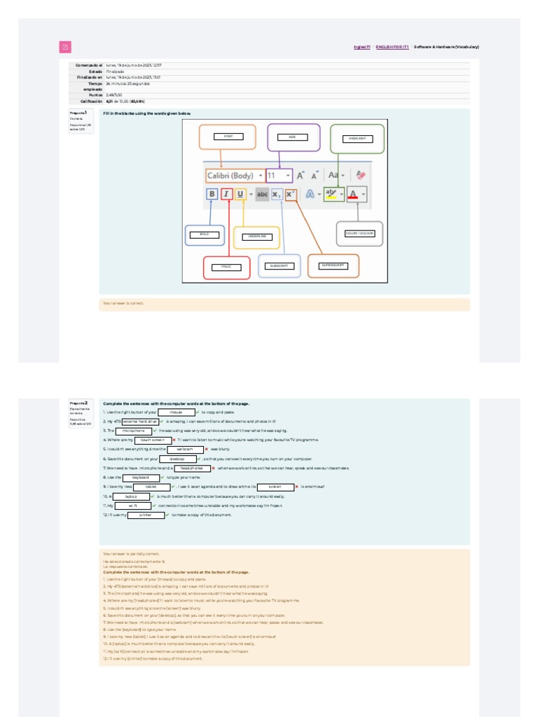Software & Hardware (Vocabulary)_ Revisión del intento | PDF | Printer (Computing) | Computer ...