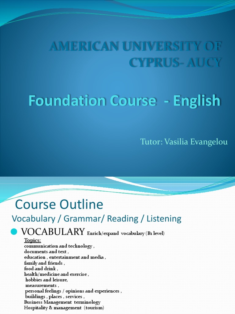 English Foundation Course Overview | PDF | Career & Growth | Language ...