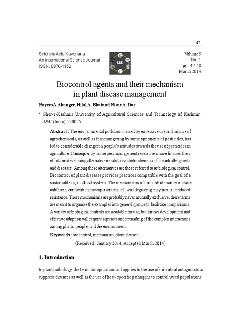 ARTIKEL--Biocontrol agents and their mechanism in plant disease ...