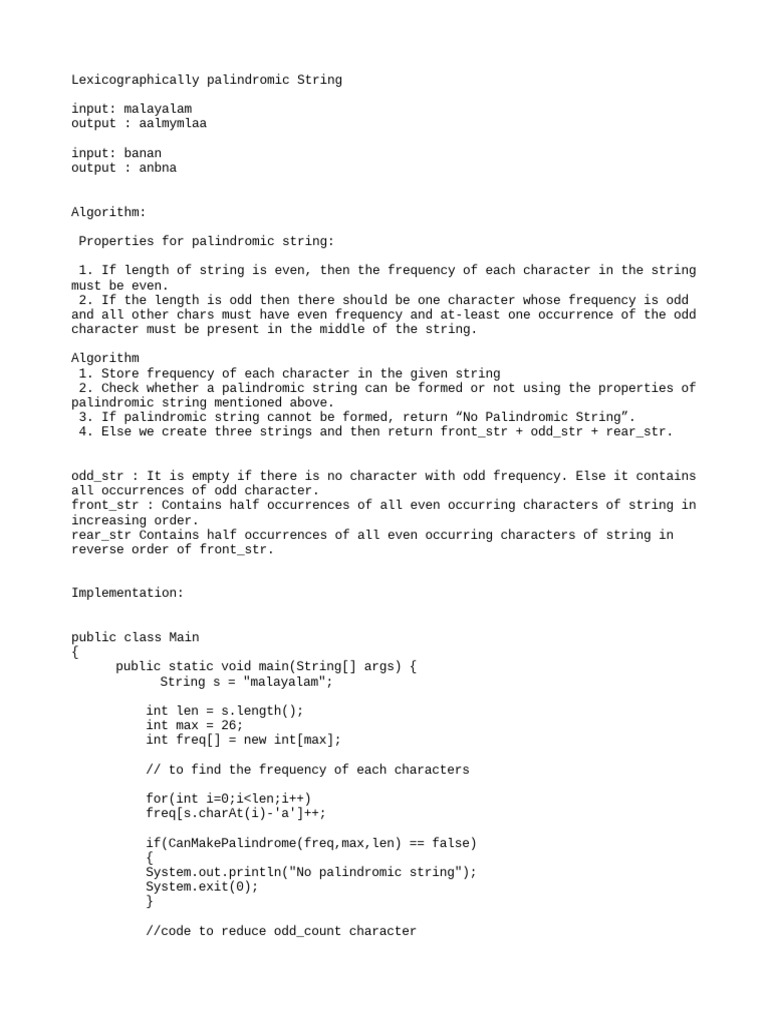 Lexicographically Palindromic String | PDF | String (Computer Science) | Computer Engineering