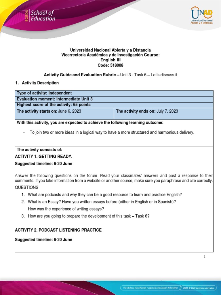 Activity Guide and Evaluation Rubric - Unit 3 - Task 6 - Lets Discuss ... Activity Guide and Evaluation Rubric - Unit 3 - Task 6 - Lets Discuss ...