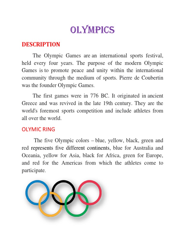 Olympics PDF | PDF | Olympic Games | Sports