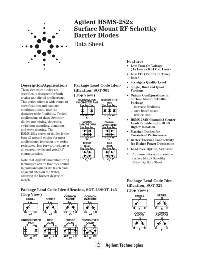 Avago HSMS 2820 TR1G Datasheet | PDF | Diode | Detector (Radio)