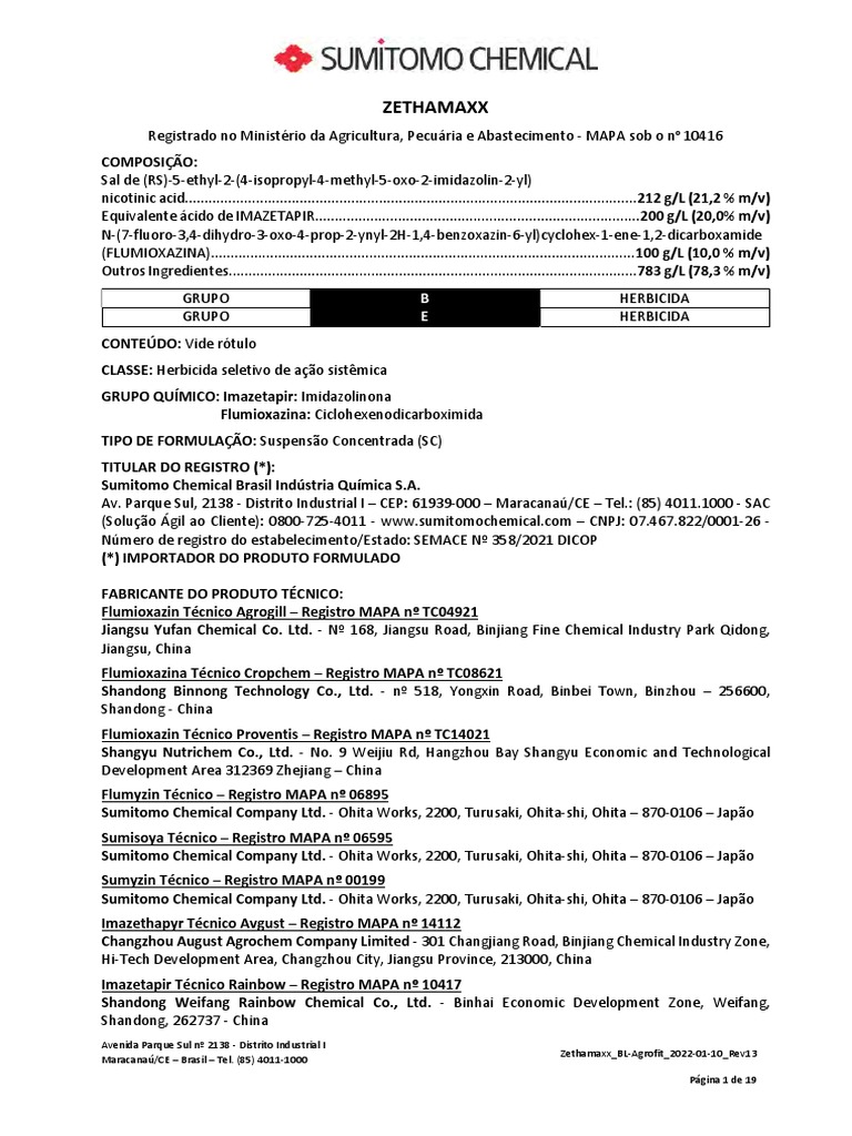 Zethamaxx | PDF | Agricultura | Embalagem e rotulagem