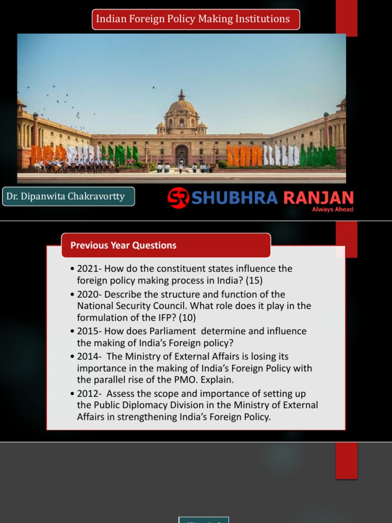 Indian Foreign Policy Making Institutions: Dr. Dipanwita Chakravortty | PDF | Think Tank | Policy