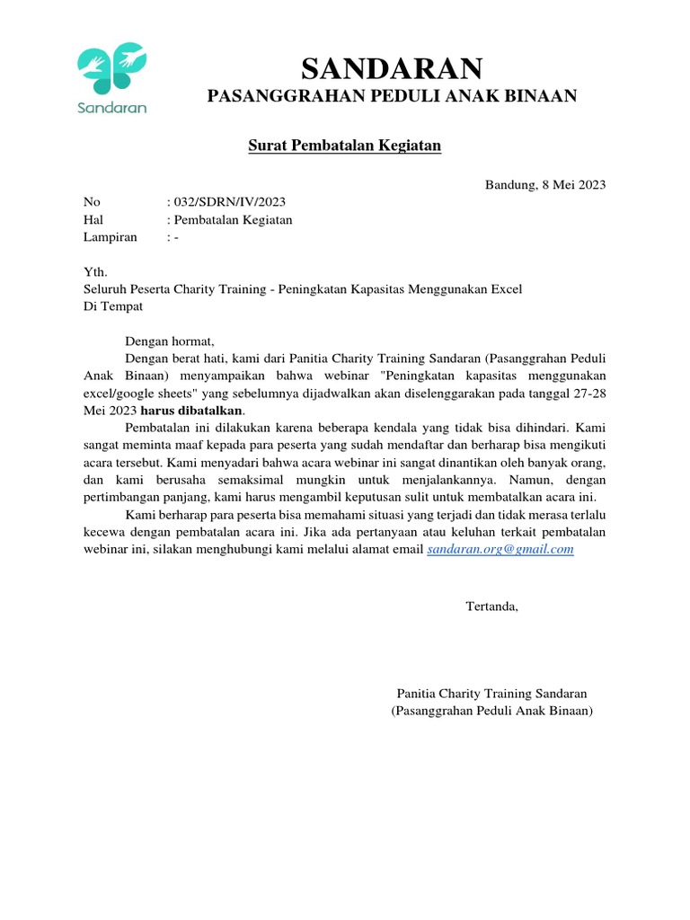Surat Pembatalan Kegiatan | PDF