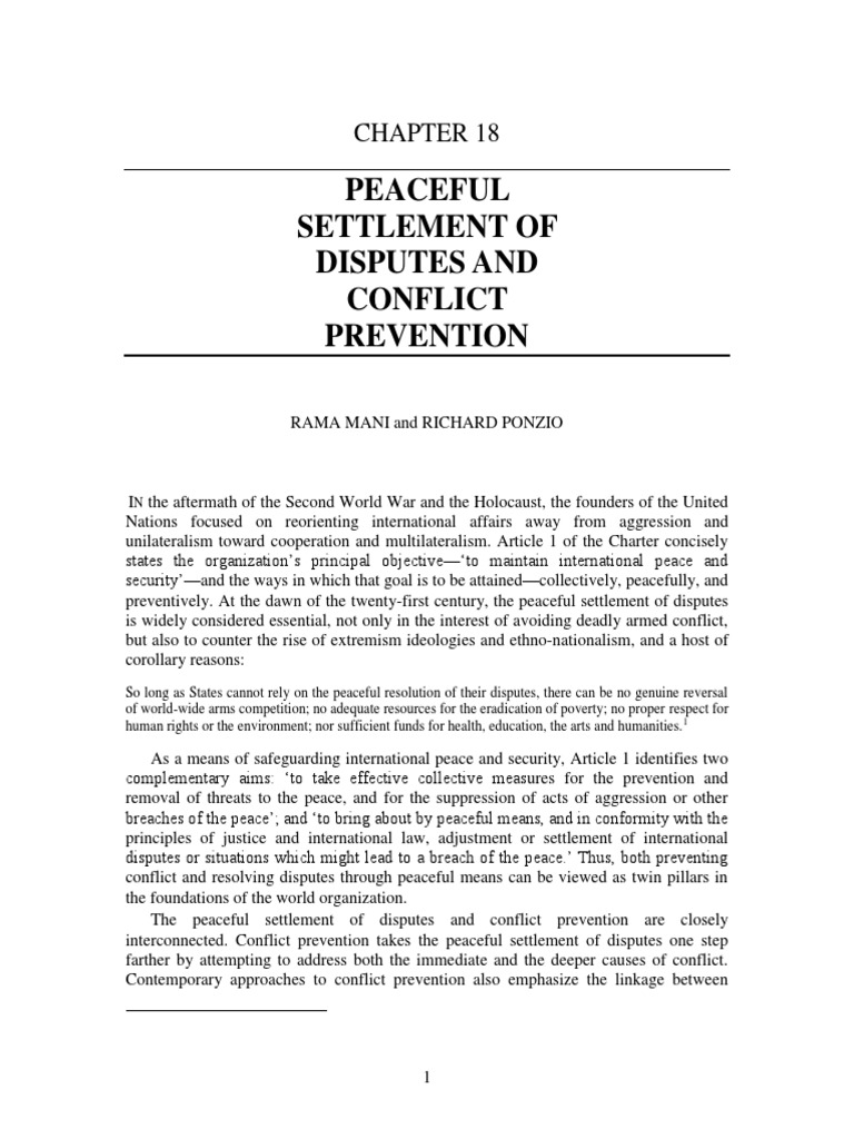 Settlement of International Dispute | PDF | Peacebuilding | United Nations