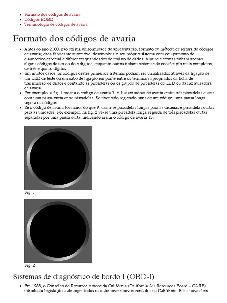 Formato e Códigos de Avaria EOBD | PDF | Motores | Carro