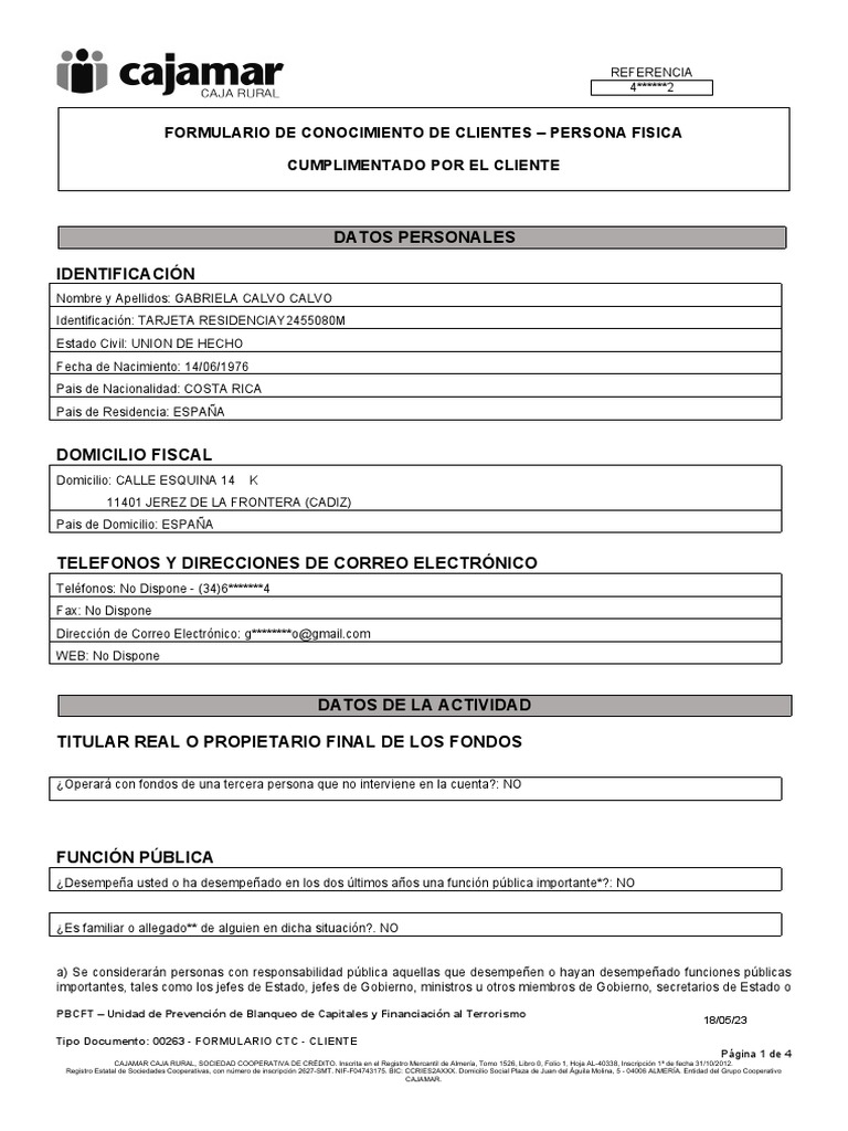 Formulario de Conocimiento Del Cliente Ley 10 2010 | PDF | Bancos ...